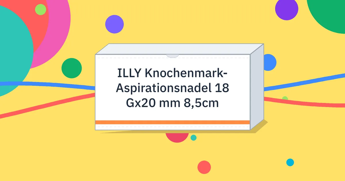 Symbolbild: Packung mit der Aufschrift ILLY Knochenmark-Aspirationsnadel 18 Gx20 mm 8,5cm (PZN 16362610) – Verfügbarkeit und Bezug in Apotheken in Frankfurt am Main