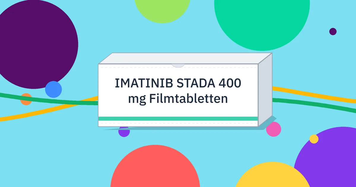 Symbolbild: Packung mit der Aufschrift IMATINIB STADA 400 mg Filmtabletten (PZN 11871034) – Verfügbarkeit und Bezug in Apotheken in Frankfurt am Main