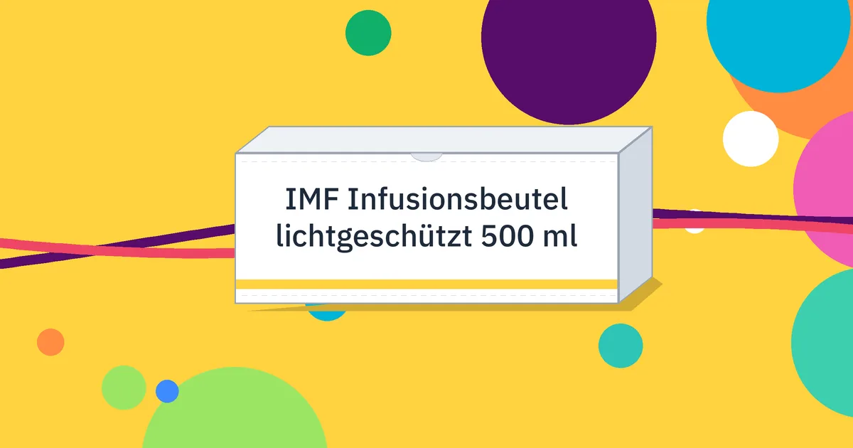 Symbolbild: Packung mit der Aufschrift IMF Infusionsbeutel lichtgeschützt 500 ml (PZN 17162391) – Verfügbarkeit und Bezug in Apotheken in Frankfurt am Main