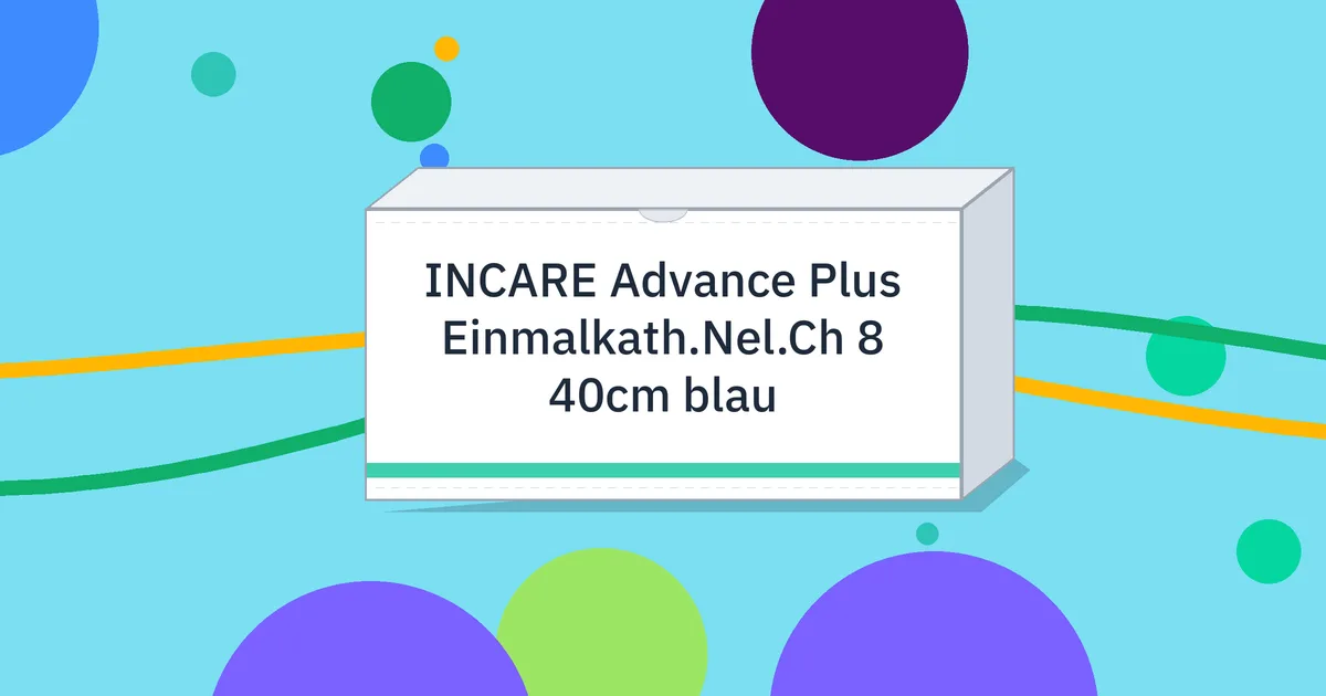 Symbolbild: Packung mit der Aufschrift INCARE Advance Plus Einmalkath.Nel.Ch 8 40cm blau (PZN 02258903) – Verfügbarkeit und Bezug in Apotheken in Frankfurt am Main