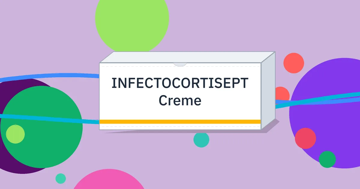 Symbolbild: Packung mit der Aufschrift INFECTOCORTISEPT Creme (PZN 07626582) – Verfügbarkeit und Bezug in Apotheken in Frankfurt am Main