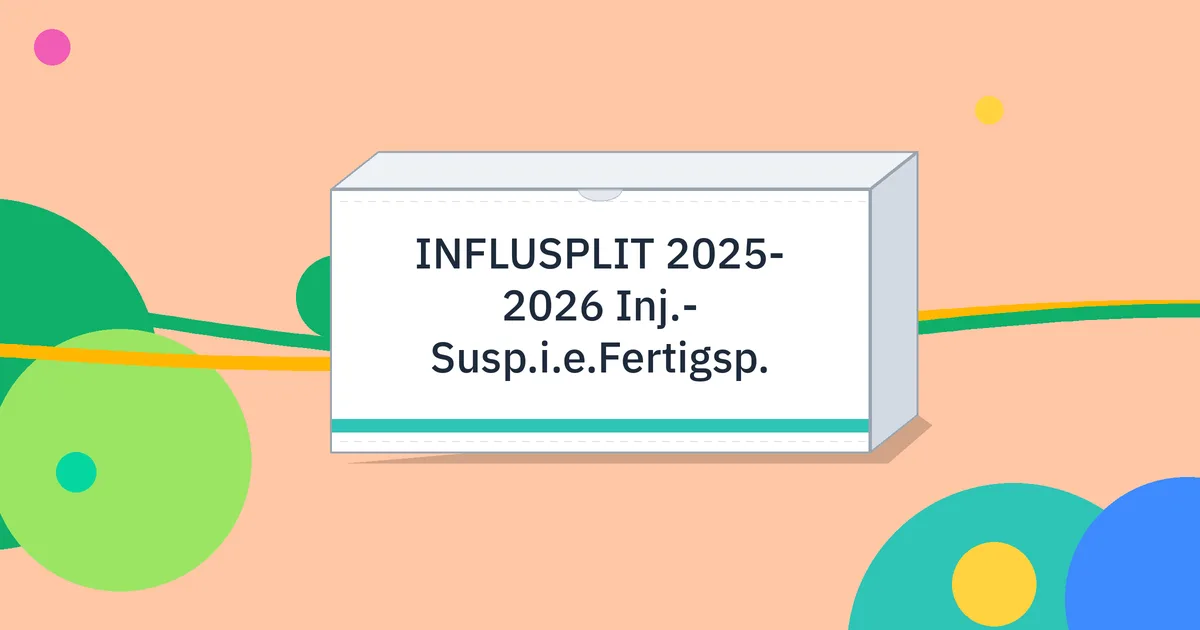 Symbolbild: Packung mit der Aufschrift INFLUSPLIT 2025-2026 Inj.-Susp.i.e.Fertigsp. (PZN 19640274) – Verfügbarkeit und Bezug in Apotheken in Frankfurt am Main