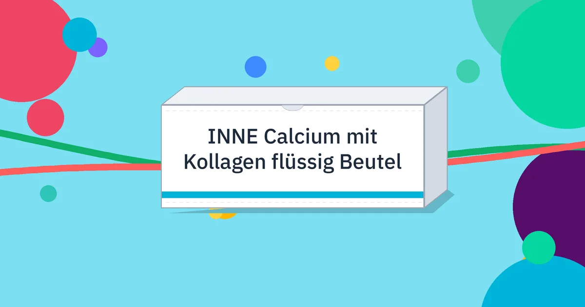 Symbolbild: Packung mit der Aufschrift INNE Calcium mit Kollagen flüssig Beutel (PZN 20657179) – Verfügbarkeit und Bezug in Apotheken in Frankfurt am Main