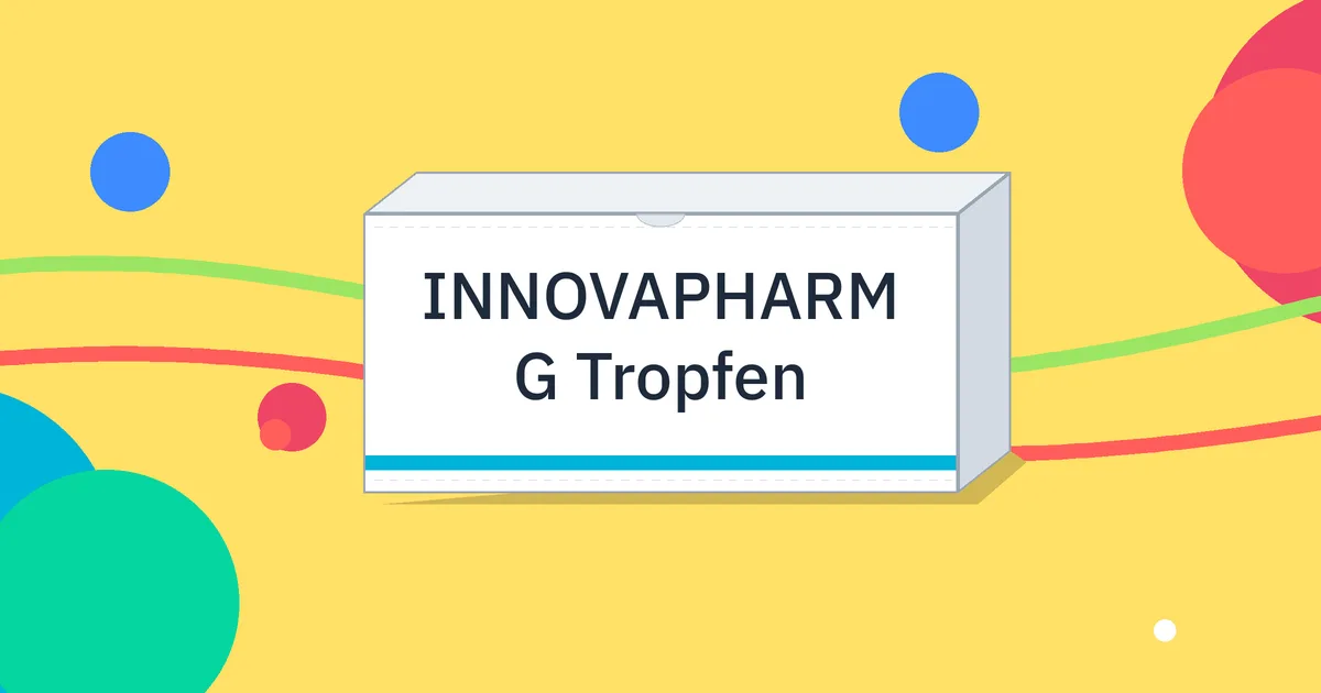 Symbolbild: Packung mit der Aufschrift INNOVAPHARM G Tropfen (PZN 10526252) – Verfügbarkeit und Bezug in Apotheken in Frankfurt am Main