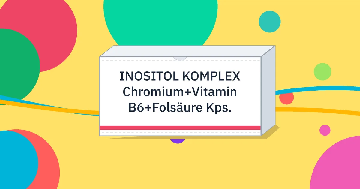 Symbolbild: Packung mit der Aufschrift INOSITOL KOMPLEX Chromium+Vitamin B6+Folsäure Kps. (PZN 20228403) – Verfügbarkeit und Bezug in Apotheken in Frankfurt am Main