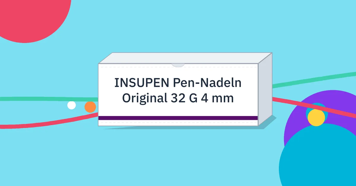 Symbolbild: Packung mit der Aufschrift INSUPEN Pen-Nadeln Original 32 G 4 mm (PZN 16795875) – Verfügbarkeit und Bezug in Apotheken in Frankfurt am Main