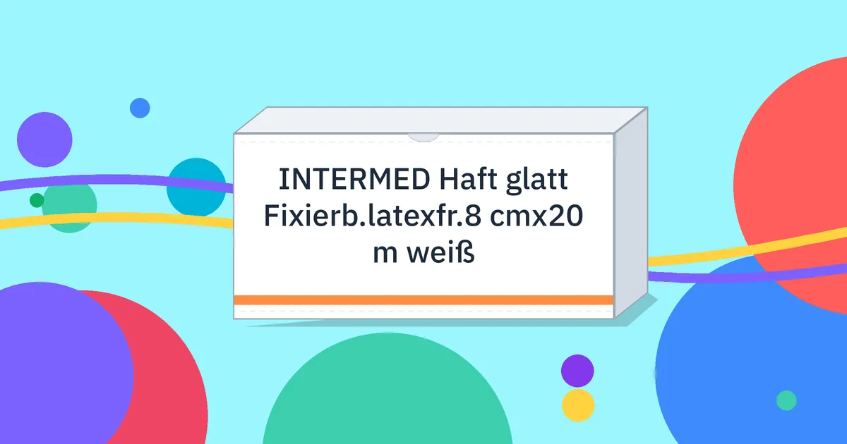 Symbolbild: Packung mit der Aufschrift INTERMED Haft glatt Fixierb.latexfr.8 cmx20 m weiß (PZN 10944305) – Verfügbarkeit und Bezug in Apotheken in Frankfurt am Main
