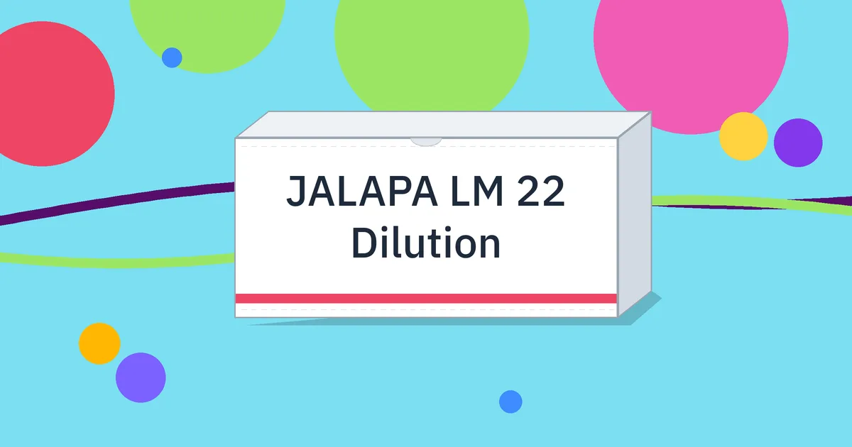 Symbolbild: Packung mit der Aufschrift JALAPA LM 22 Dilution (PZN 13561964) – Verfügbarkeit und Bezug in Apotheken in Frankfurt am Main