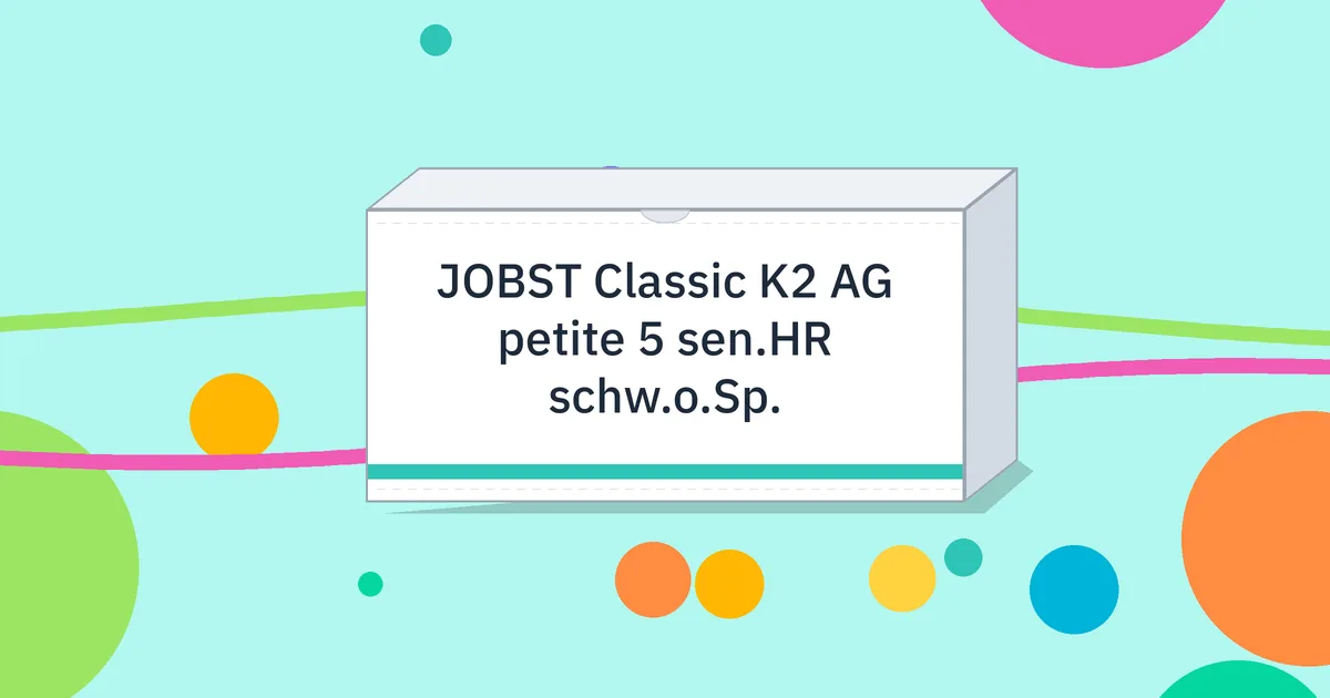 Symbolbild: Packung mit der Aufschrift JOBST Classic K2 AG petite 5 sen.HR schw.o.Sp. (PZN 17961270) – Verfügbarkeit und Bezug in Apotheken in Frankfurt am Main