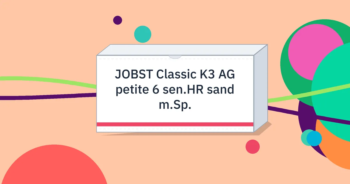 Symbolbild: Packung mit der Aufschrift JOBST Classic K3 AG petite 6 sen.HR sand m.Sp. (PZN 17956458) – Verfügbarkeit und Bezug in Apotheken in Frankfurt am Main