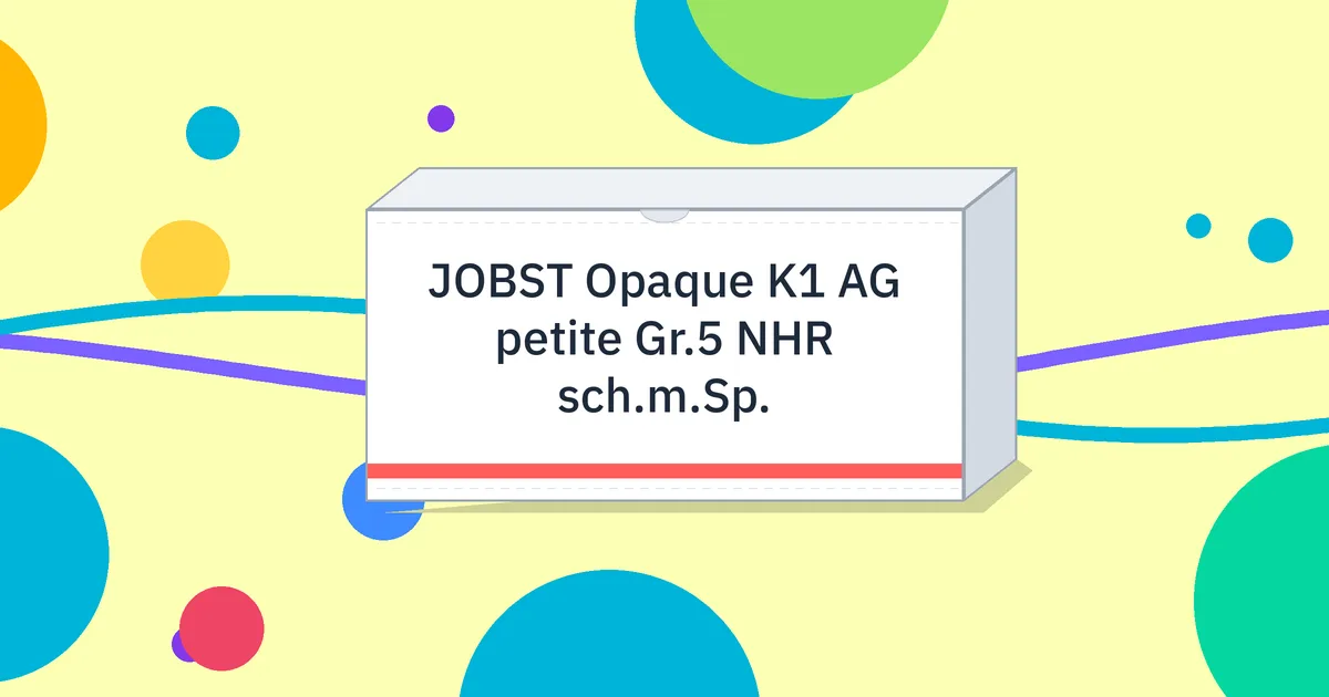 Symbolbild: Packung mit der Aufschrift JOBST Opaque K1 AG petite Gr.5 NHR sch.m.Sp. (PZN 13084719) – Verfügbarkeit und Bezug in Apotheken in Frankfurt am Main