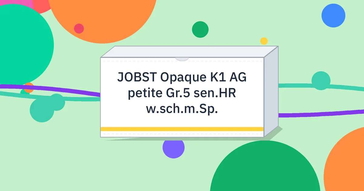 Symbolbild: Packung mit der Aufschrift JOBST Opaque K1 AG petite Gr.5 sen.HR w.sch.m.Sp. (PZN 13086345) – Verfügbarkeit und Bezug in Apotheken in Frankfurt am Main