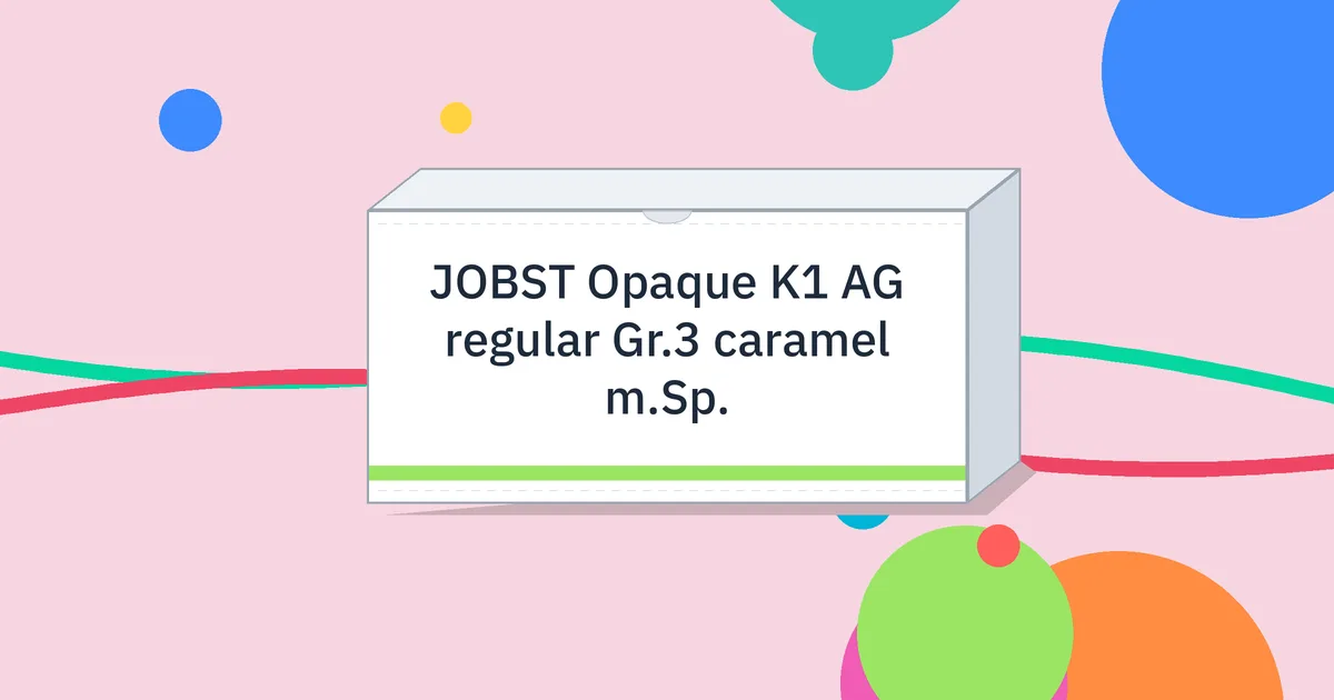 Symbolbild: Packung mit der Aufschrift JOBST Opaque K1 AG regular Gr.3 caramel m.Sp. (PZN 13090393) – Verfügbarkeit und Bezug in Apotheken in Frankfurt am Main