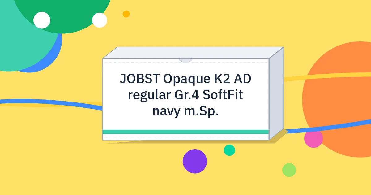 Symbolbild: Packung mit der Aufschrift JOBST Opaque K2 AD regular Gr.4 SoftFit navy m.Sp. (PZN 13110954) – Verfügbarkeit und Bezug in Apotheken in Frankfurt am Main