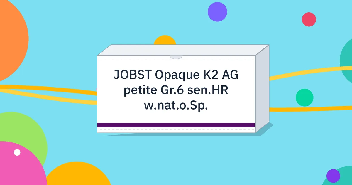 Symbolbild: Packung mit der Aufschrift JOBST Opaque K2 AG petite Gr.6 sen.HR w.nat.o.Sp. (PZN 11256843) – Verfügbarkeit und Bezug in Apotheken in Frankfurt am Main