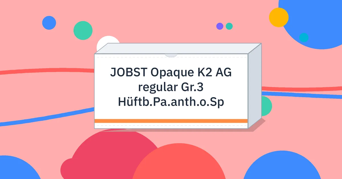 Symbolbild: Packung mit der Aufschrift JOBST Opaque K2 AG regular Gr.3 Hüftb.Pa.anth.o.Sp (PZN 16287653) – Verfügbarkeit und Bezug in Apotheken in Frankfurt am Main