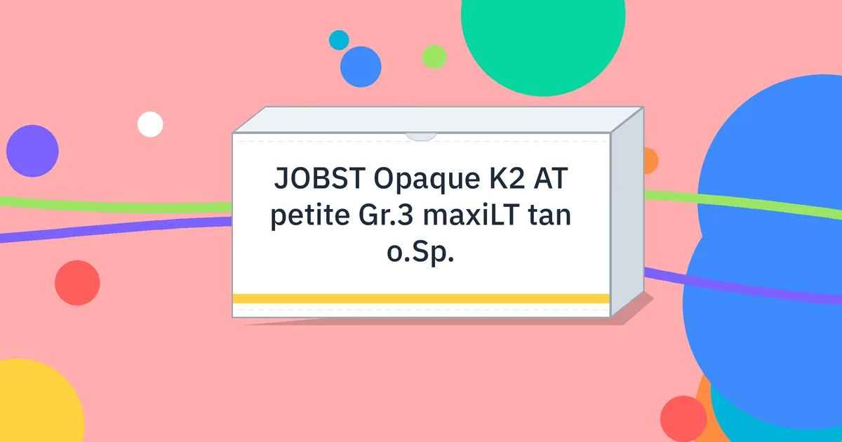 Symbolbild: Packung mit der Aufschrift JOBST Opaque K2 AT petite Gr.3 maxiLT tan o.Sp. (PZN 16291241) – Verfügbarkeit und Bezug in Apotheken in Frankfurt am Main