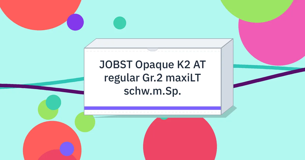 Symbolbild: Packung mit der Aufschrift JOBST Opaque K2 AT regular Gr.2 maxiLT schw.m.Sp. (PZN 13121797) – Verfügbarkeit und Bezug in Apotheken in Frankfurt am Main