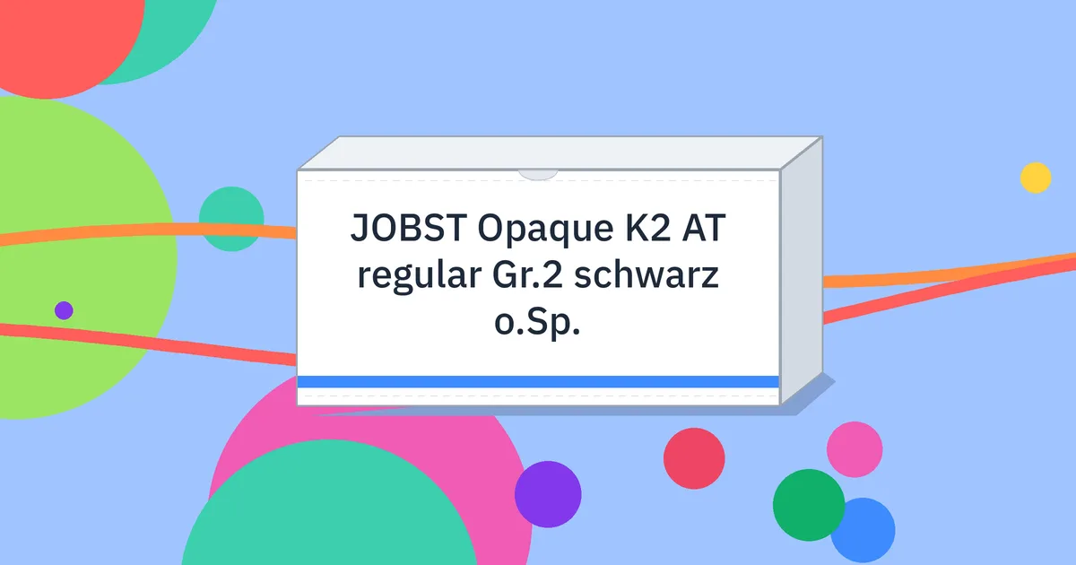 Symbolbild: Packung mit der Aufschrift JOBST Opaque K2 AT regular Gr.2 schwarz o.Sp. (PZN 11257280) – Verfügbarkeit und Bezug in Apotheken in Frankfurt am Main