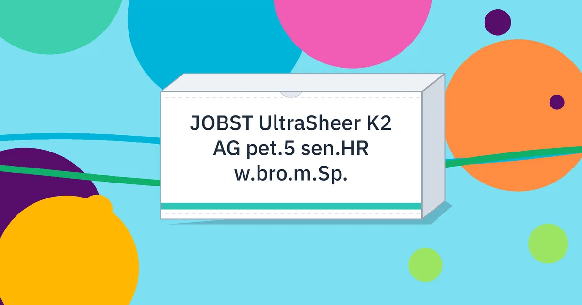Symbolbild: Packung mit der Aufschrift JOBST UltraSheer K2 AG pet.5 sen.HR w.bro.m.Sp. (PZN 13141558) – Verfügbarkeit und Bezug in Apotheken in Frankfurt am Main