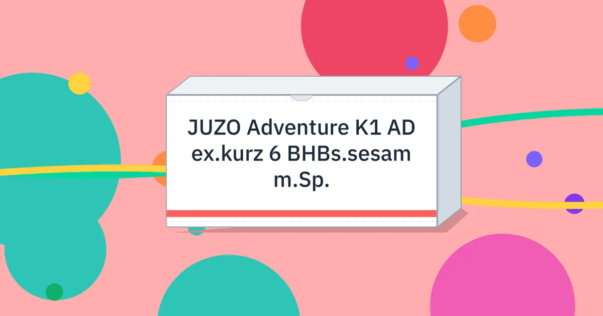 Symbolbild: Packung mit der Aufschrift JUZO Adventure K1 AD ex.kurz 6 BHBs.sesam m.Sp. (PZN 16493944) – Verfügbarkeit und Bezug in Apotheken in Frankfurt am Main