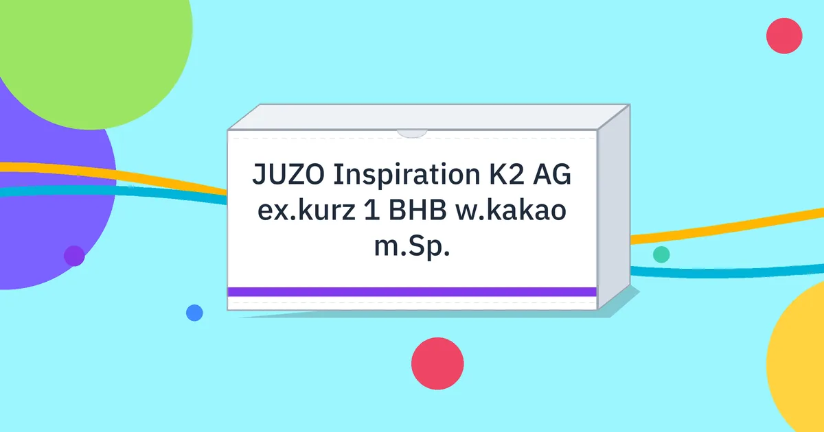 Symbolbild: Packung mit der Aufschrift JUZO Inspiration K2 AG ex.kurz 1 BHB w.kakao m.Sp. (PZN 14851598) – Verfügbarkeit und Bezug in Apotheken in Frankfurt am Main