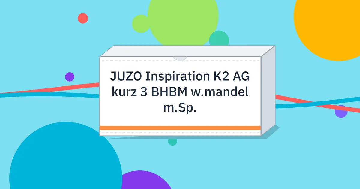 Symbolbild: Packung mit der Aufschrift JUZO Inspiration K2 AG kurz 3 BHBM w.mandel m.Sp. (PZN 14883492) – Verfügbarkeit und Bezug in Apotheken in Frankfurt am Main