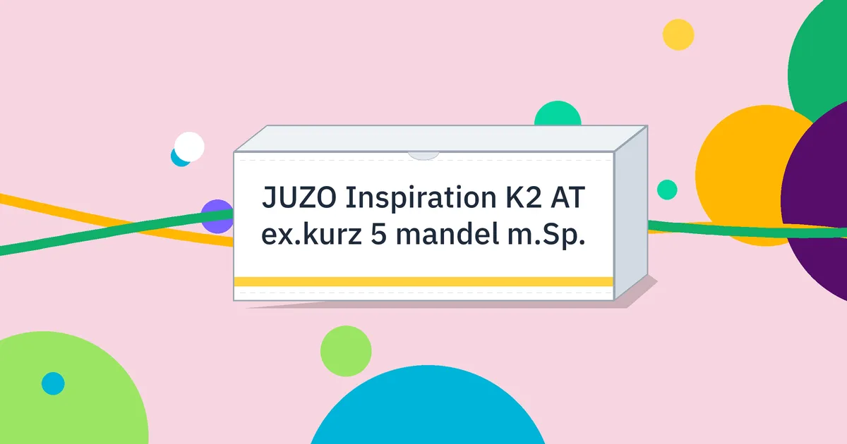 Symbolbild: Packung mit der Aufschrift JUZO Inspiration K2 AT ex.kurz 5 mandel m.Sp. (PZN 14953092) – Verfügbarkeit und Bezug in Apotheken in Frankfurt am Main