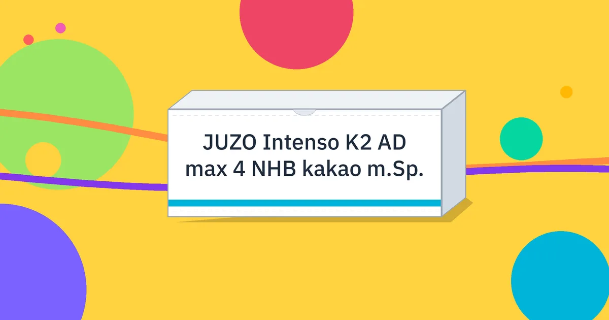 Symbolbild: Packung mit der Aufschrift JUZO Intenso K2 AD max 4 NHB kakao m.Sp. (PZN 18613045) – Verfügbarkeit und Bezug in Apotheken in Frankfurt am Main
