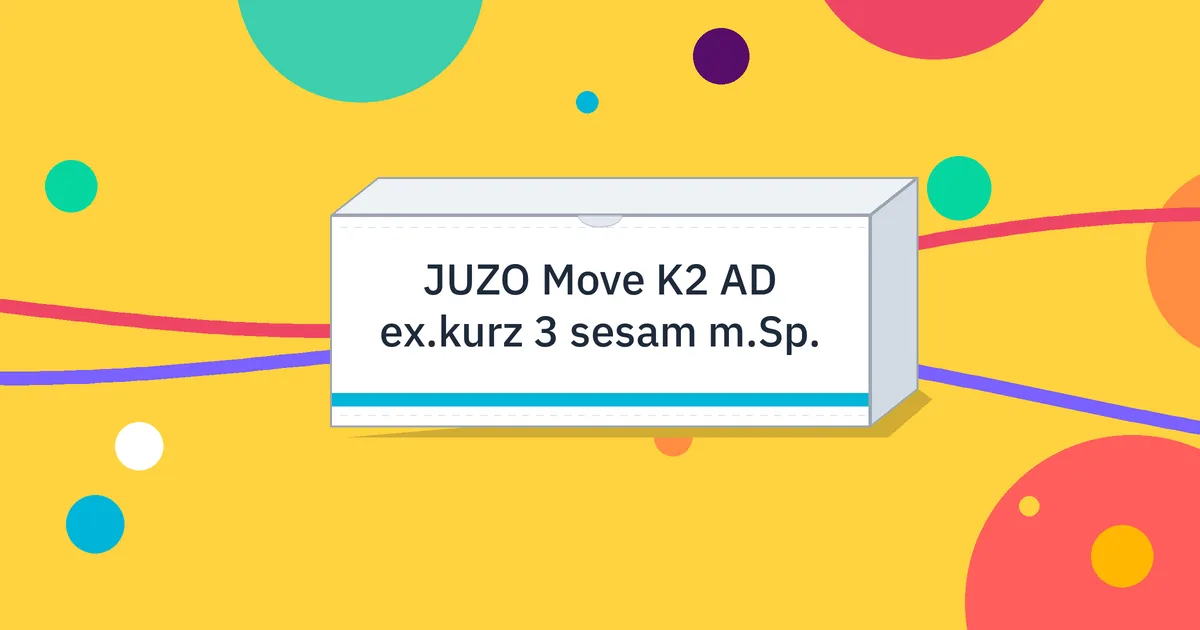 Symbolbild: Packung mit der Aufschrift JUZO Move K2 AD ex.kurz 3 sesam m.Sp. (PZN 18509891) – Verfügbarkeit und Bezug in Apotheken in Frankfurt am Main