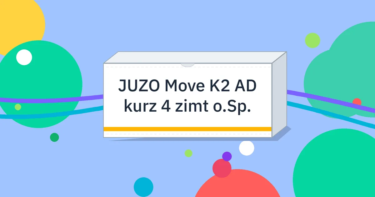 Symbolbild: Packung mit der Aufschrift JUZO Move K2 AD kurz 4 zimt o.Sp. (PZN 18509170) – Verfügbarkeit und Bezug in Apotheken in Frankfurt am Main
