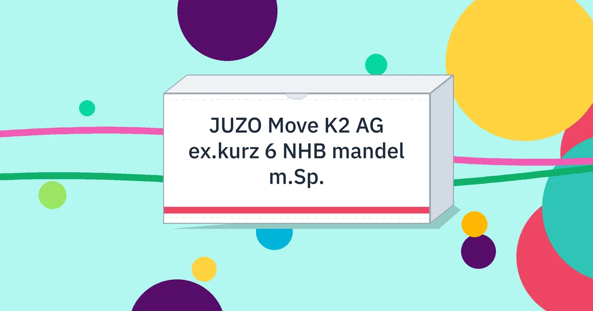 Symbolbild: Packung mit der Aufschrift JUZO Move K2 AG ex.kurz 6 NHB mandel m.Sp. (PZN 16637389) – Verfügbarkeit und Bezug in Apotheken in Frankfurt am Main