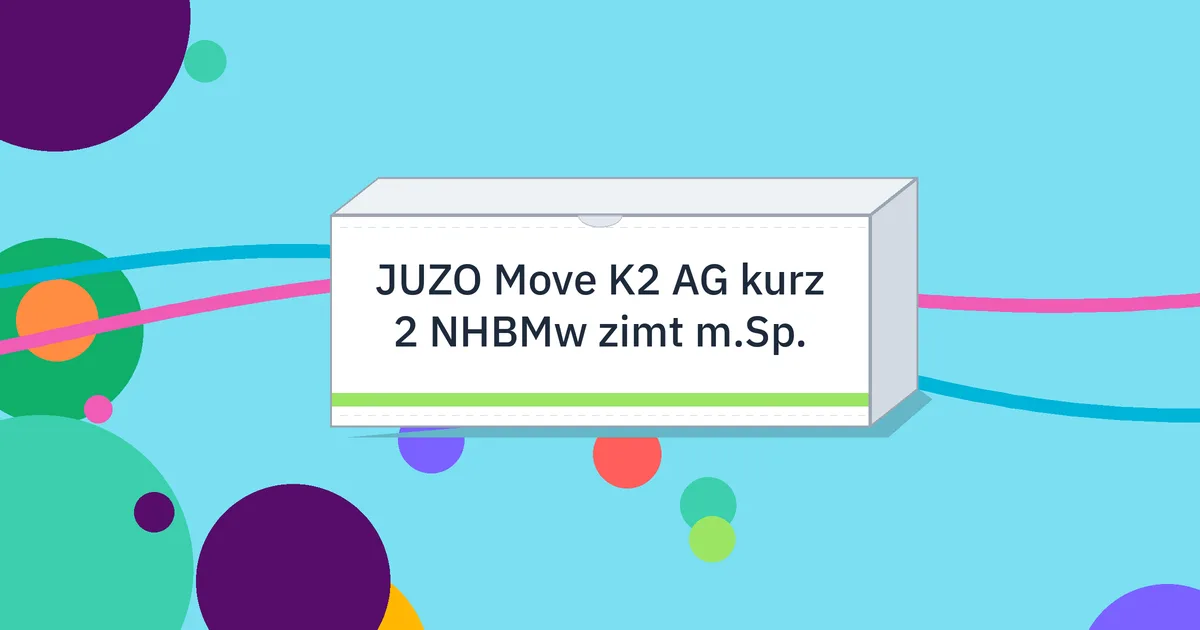 Symbolbild: Packung mit der Aufschrift JUZO Move K2 AG kurz 2 NHBMw zimt m.Sp. (PZN 18527481) – Verfügbarkeit und Bezug in Apotheken in Frankfurt am Main