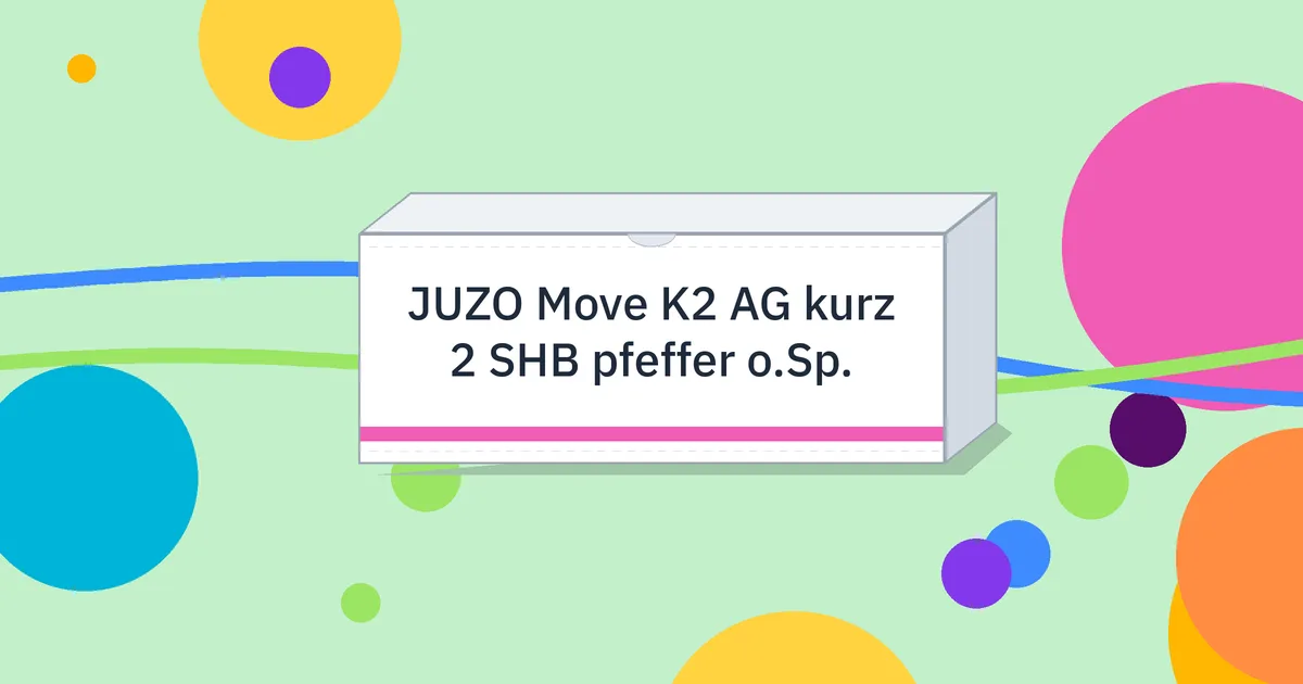 Symbolbild: Packung mit der Aufschrift JUZO Move K2 AG kurz 2 SHB pfeffer o.Sp. (PZN 16651633) – Verfügbarkeit und Bezug in Apotheken in Frankfurt am Main