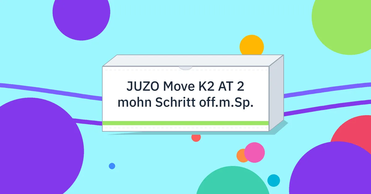 Symbolbild: Packung mit der Aufschrift JUZO Move K2 AT 2 mohn Schritt off.m.Sp. (PZN 20668409) – Verfügbarkeit und Bezug in Apotheken in Frankfurt am Main