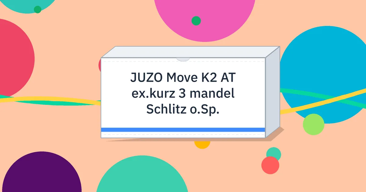 Symbolbild: Packung mit der Aufschrift JUZO Move K2 AT ex.kurz 3 mandel Schlitz o.Sp. (PZN 20673445) – Verfügbarkeit und Bezug in Apotheken in Frankfurt am Main
