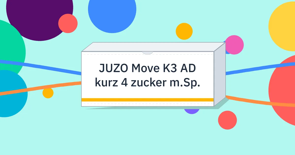 Symbolbild: Packung mit der Aufschrift JUZO Move K3 AD kurz 4 zucker m.Sp. (PZN 18567865) – Verfügbarkeit und Bezug in Apotheken in Frankfurt am Main