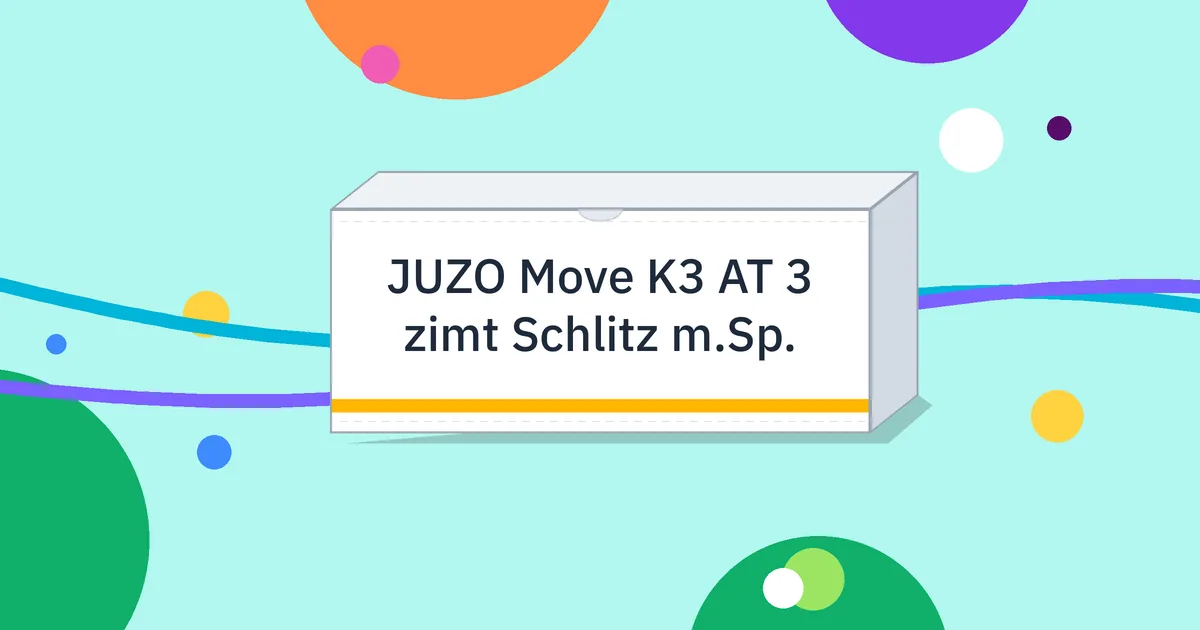 Symbolbild: Packung mit der Aufschrift JUZO Move K3 AT 3 zimt Schlitz m.Sp. (PZN 20677868) – Verfügbarkeit und Bezug in Apotheken in Frankfurt am Main