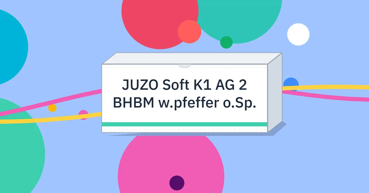 Symbolbild: Packung mit der Aufschrift JUZO Soft K1 AG 2 BHBM w.pfeffer o.Sp. (PZN 14864678) – Verfügbarkeit und Bezug in Apotheken in Frankfurt am Main