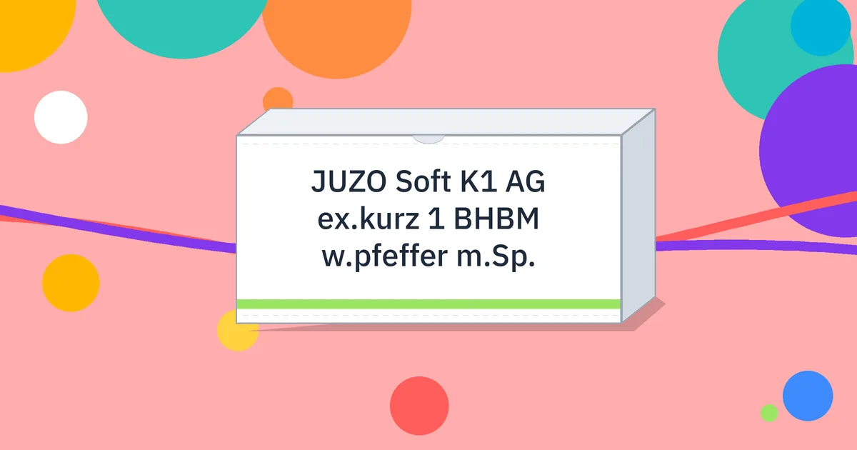 Symbolbild: Packung mit der Aufschrift JUZO Soft K1 AG ex.kurz 1 BHBM w.pfeffer m.Sp. (PZN 14864000) – Verfügbarkeit und Bezug in Apotheken in Frankfurt am Main