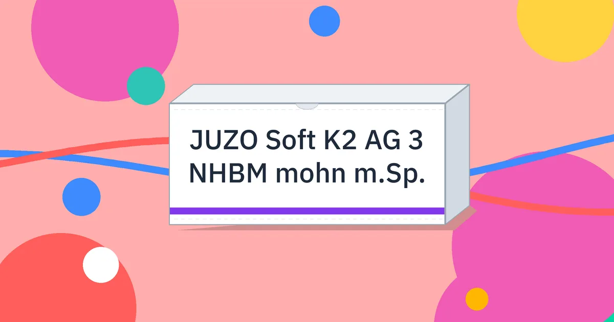 Symbolbild: Packung mit der Aufschrift JUZO Soft K2 AG 3 NHBM mohn m.Sp. (PZN 15018721) – Verfügbarkeit und Bezug in Apotheken in Frankfurt am Main