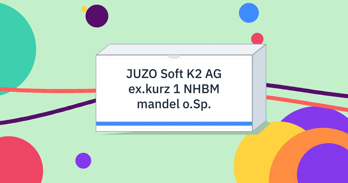 Symbolbild: Packung mit der Aufschrift JUZO Soft K2 AG ex.kurz 1 NHBM mandel o.Sp. (PZN 15002039) – Verfügbarkeit und Bezug in Apotheken in Frankfurt am Main
