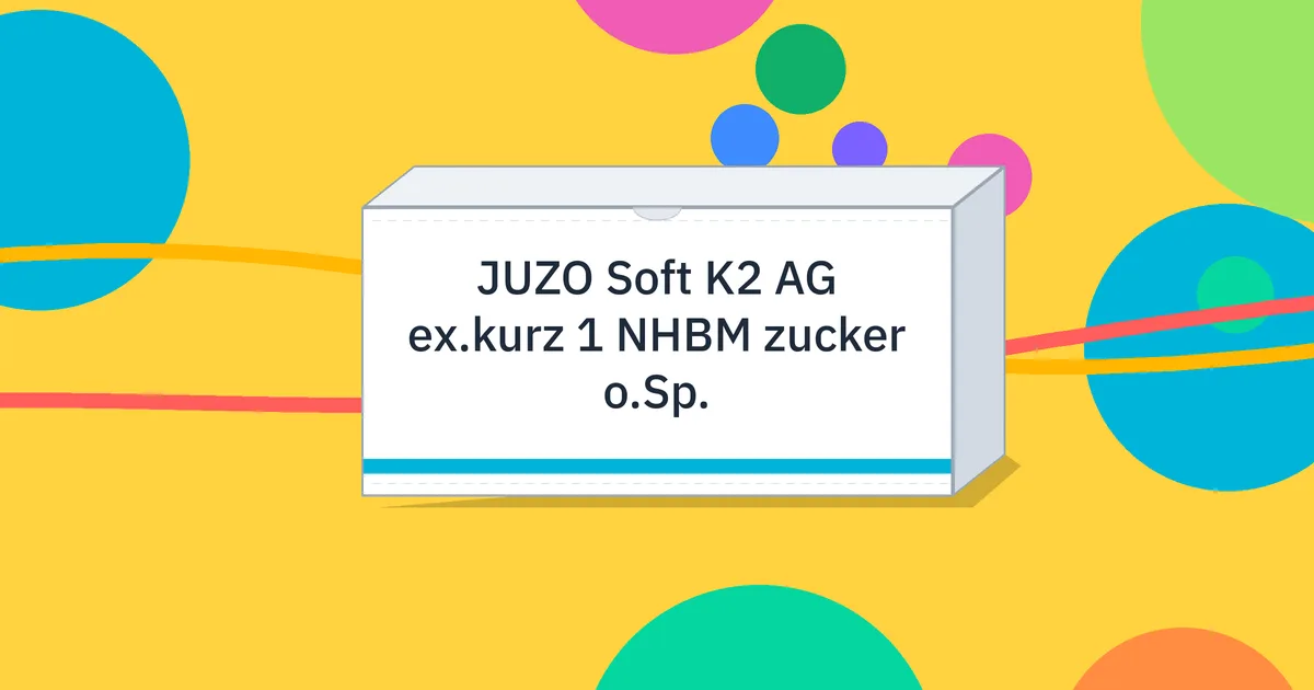 Symbolbild: Packung mit der Aufschrift JUZO Soft K2 AG ex.kurz 1 NHBM zucker o.Sp. (PZN 15021203) – Verfügbarkeit und Bezug in Apotheken in Frankfurt am Main