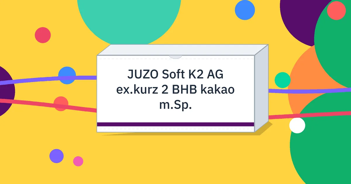 Symbolbild: Packung mit der Aufschrift JUZO Soft K2 AG ex.kurz 2 BHB kakao m.Sp. (PZN 14827803) – Verfügbarkeit und Bezug in Apotheken in Frankfurt am Main