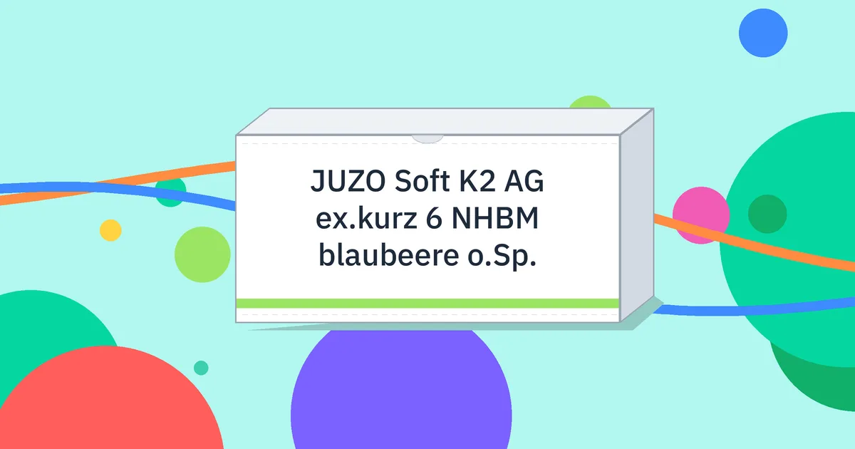 Symbolbild: Packung mit der Aufschrift JUZO Soft K2 AG ex.kurz 6 NHBM blaubeere o.Sp. (PZN 15022941) – Verfügbarkeit und Bezug in Apotheken in Frankfurt am Main