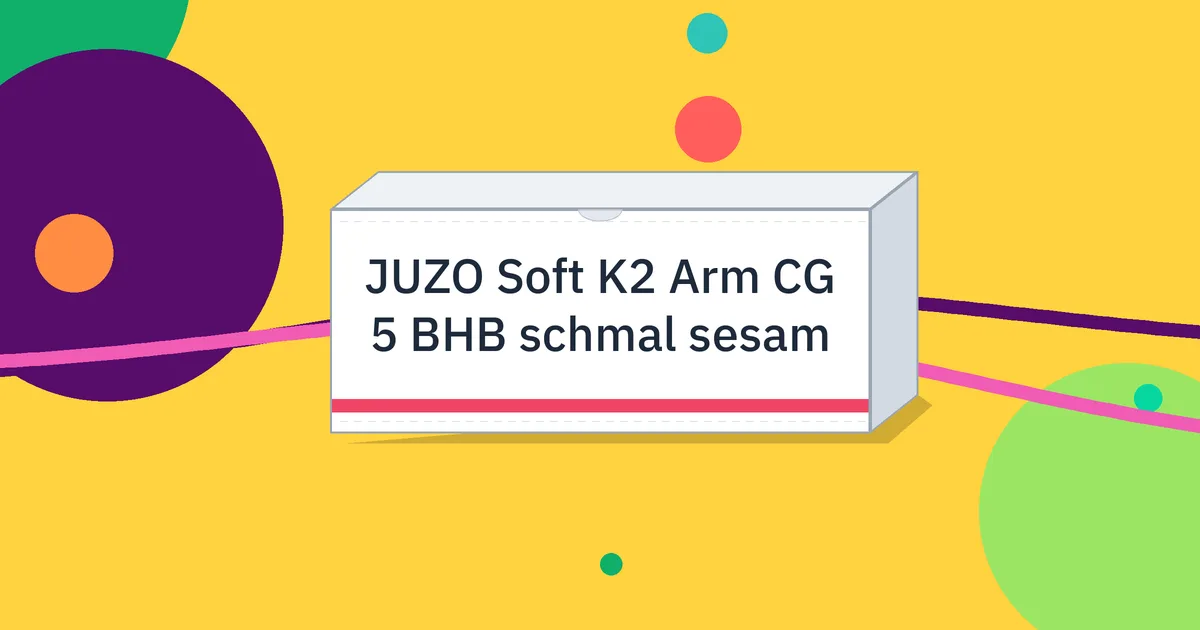 Symbolbild: Packung mit der Aufschrift JUZO Soft K2 Arm CG 5 BHB schmal sesam (PZN 15511427) – Verfügbarkeit und Bezug in Apotheken in Frankfurt am Main