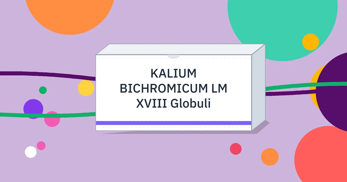 Symbolbild: Packung mit der Aufschrift KALIUM BICHROMICUM LM XVIII Globuli (PZN 02659482) – Verfügbarkeit und Bezug in Apotheken in Frankfurt am Main