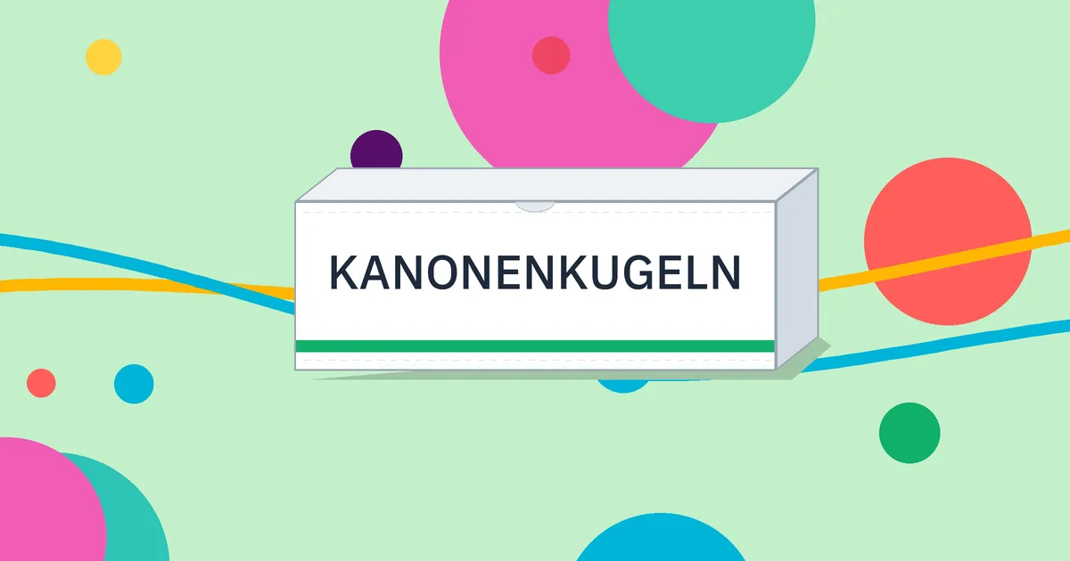 Symbolbild: Packung mit der Aufschrift KANONENKUGELN (PZN 00569384) – Verfügbarkeit und Bezug in Apotheken in Frankfurt am Main