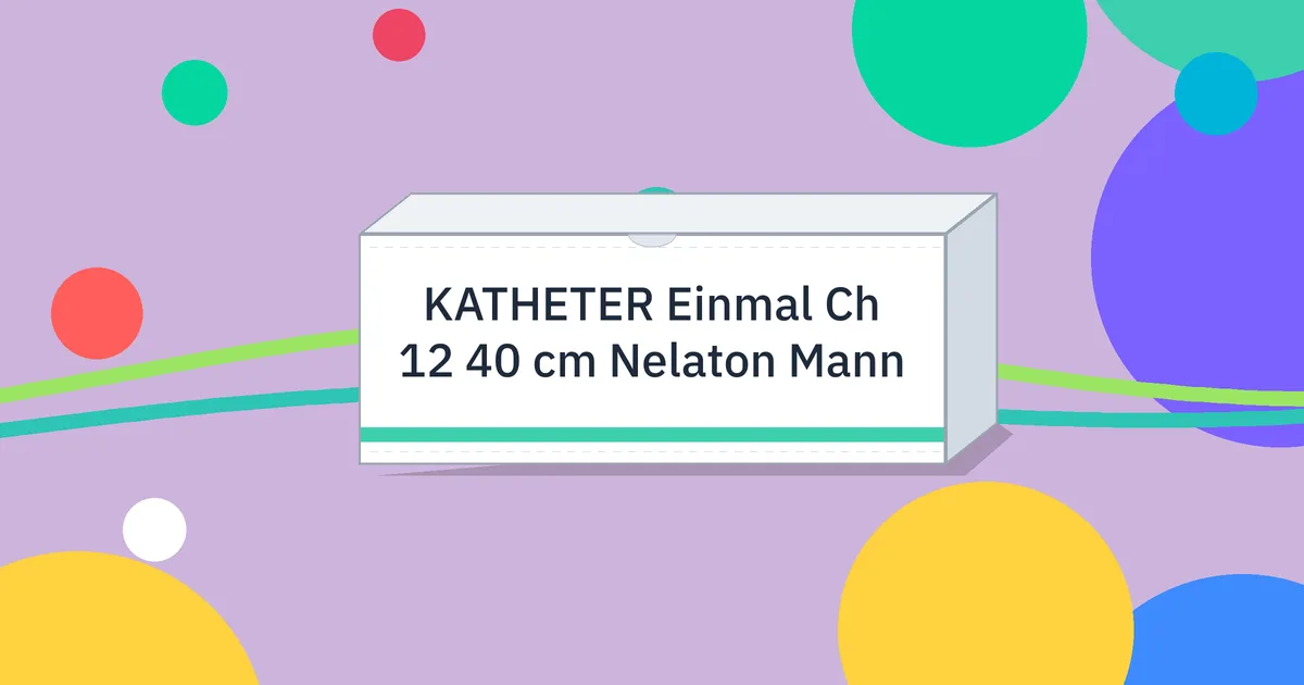 Symbolbild: Packung mit der Aufschrift KATHETER Einmal Ch 12 40 cm Nelaton Mann (PZN 01729826) – Verfügbarkeit und Bezug in Apotheken in Frankfurt am Main