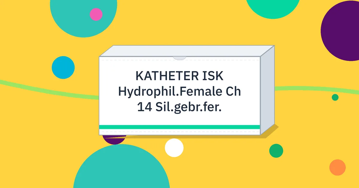 Symbolbild: Packung mit der Aufschrift KATHETER ISK Hydrophil.Female Ch 14 Sil.gebr.fer. (PZN 07613869) – Verfügbarkeit und Bezug in Apotheken in Frankfurt am Main